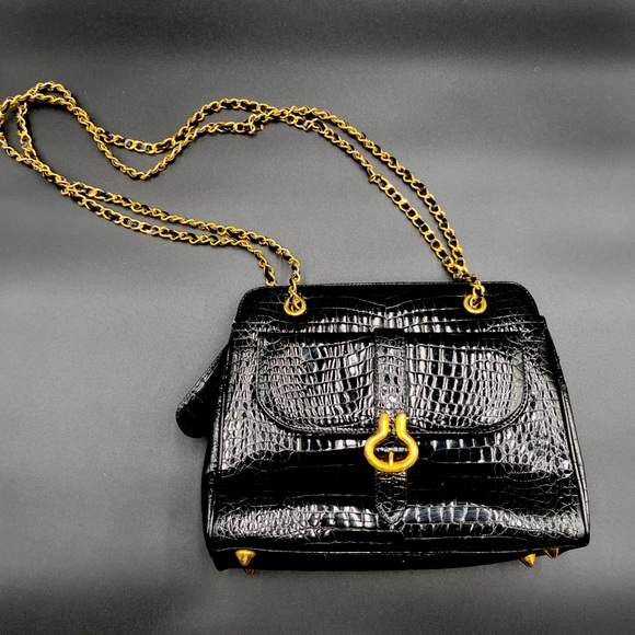Valentino | Bags | Vintage Mario Valentino Croc Patent Leather Purse ...